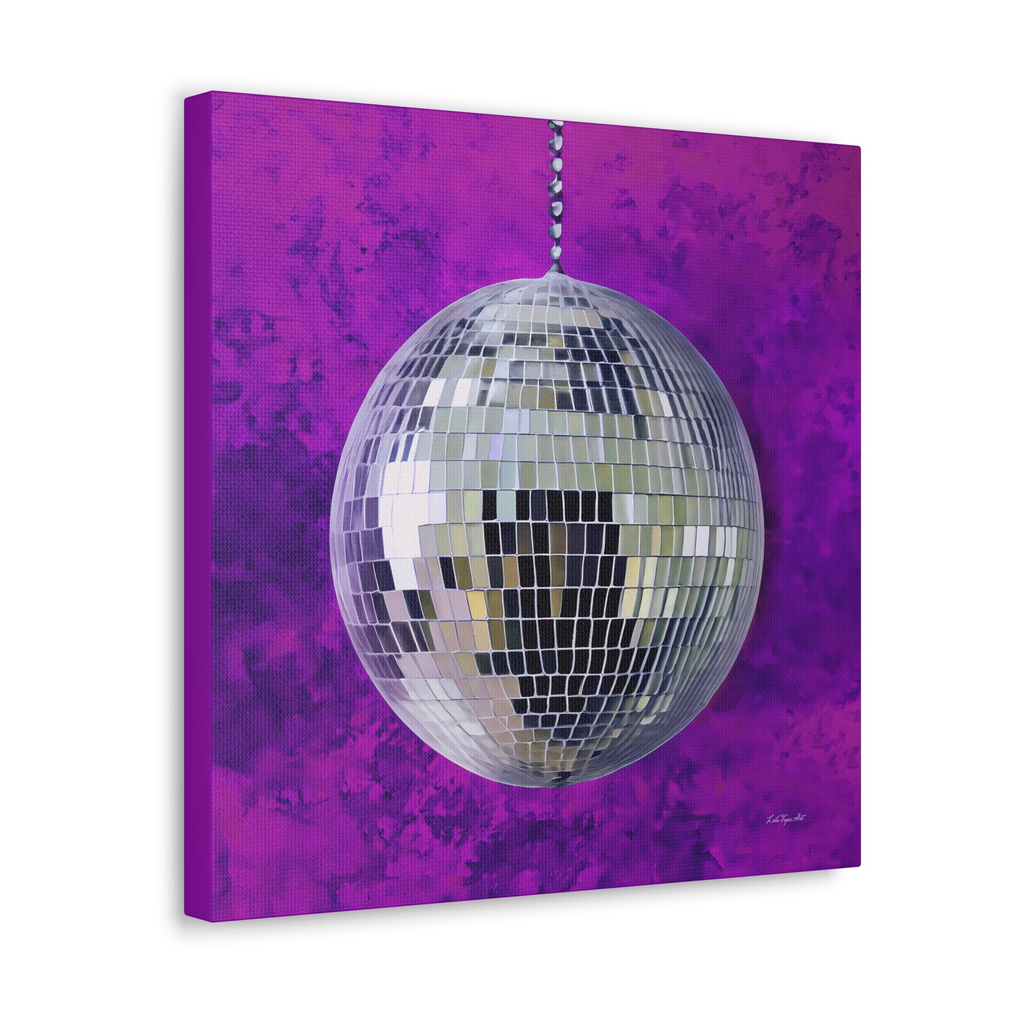 Silver Disco Ball With Purple Background Canvas Wall Art, Wall Art ...