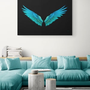 Angel Wings, Turquoise, Spiritual, Wall Art, Wall Art Canvas, Wall Art ...