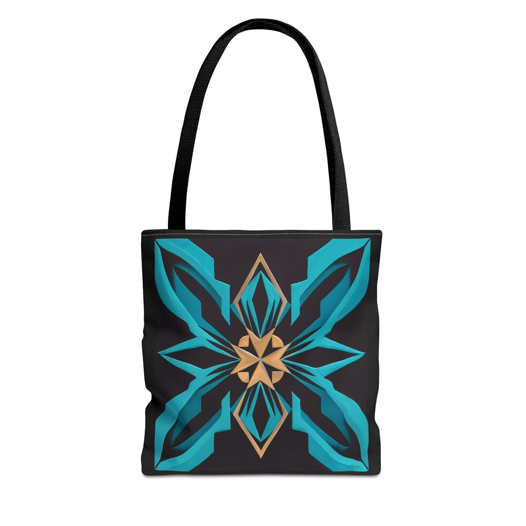 Art Deco Tote Bag, Retro Glamorous Blue Gold Black Shoulder Purse ...