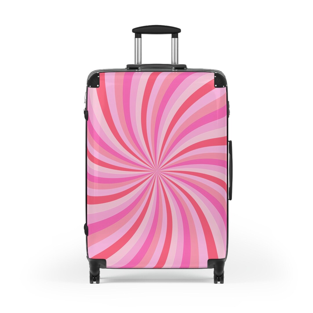 Colorful Pink Swirl Suitcase, Travel Luggage, Pink Spinner Case for ...