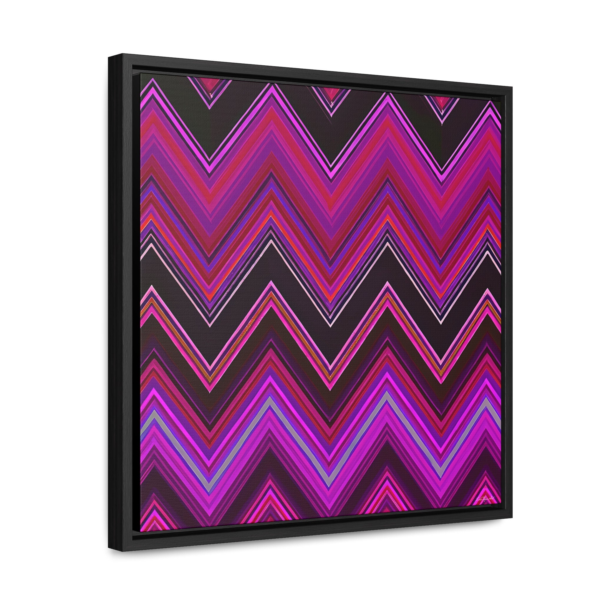 Pink and Black Chevron Framed Canvas Wall Art - Etsy