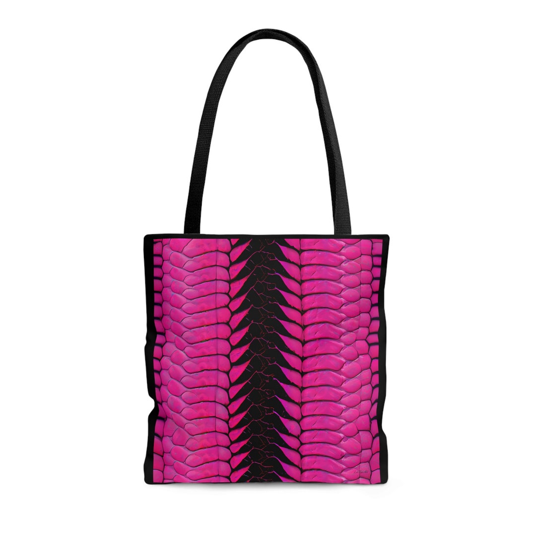 Hot Pink Python Snake Skin Print Bag, Canvas Bag, Tote Bag, Gifts for ...