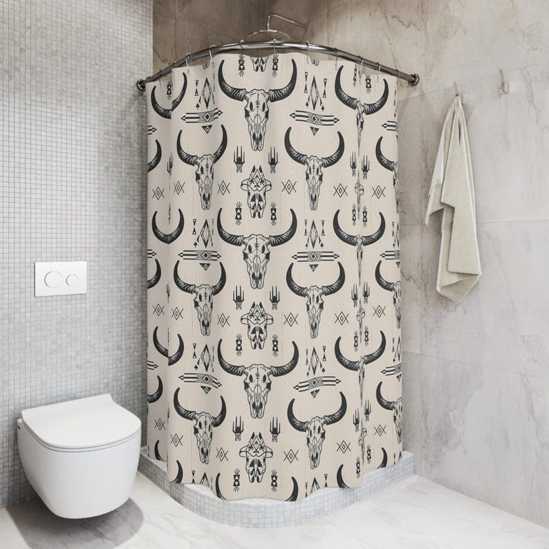 Rustic Bull Skull Shower Curtain: Boho Western Bathroom Decor - Etsy