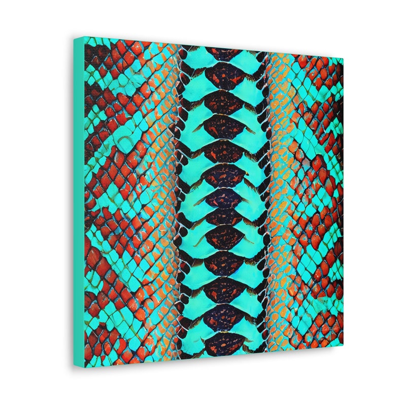Turquoise Python Snake Skin Wall Art, Southwestern Art, Reptile Skin ...