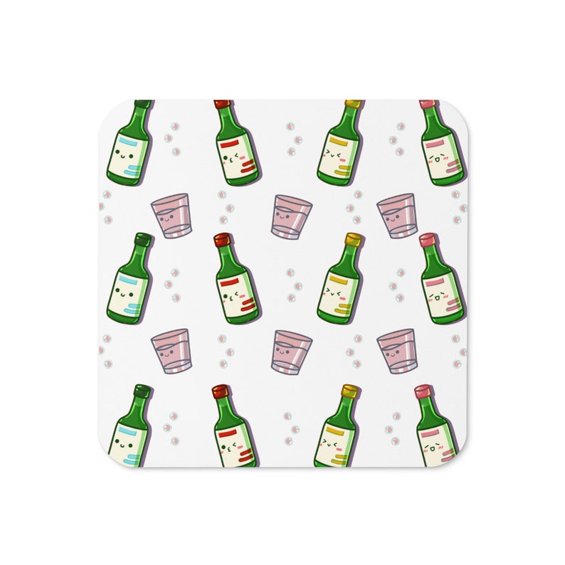 Cute Korean Soju Drink and Shot Glass Pattern Cork-back Coaster - Etsy