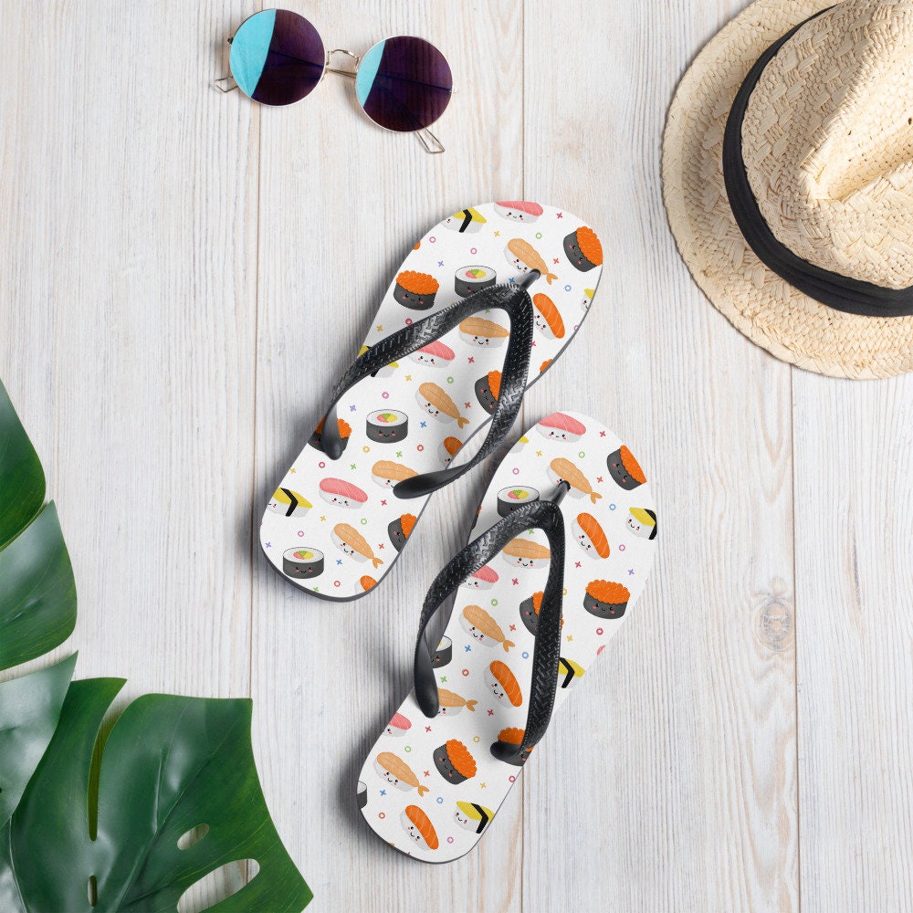 Cute Kawaii Japanese Sushi Pattern Summer Beach Flip-flops - Etsy