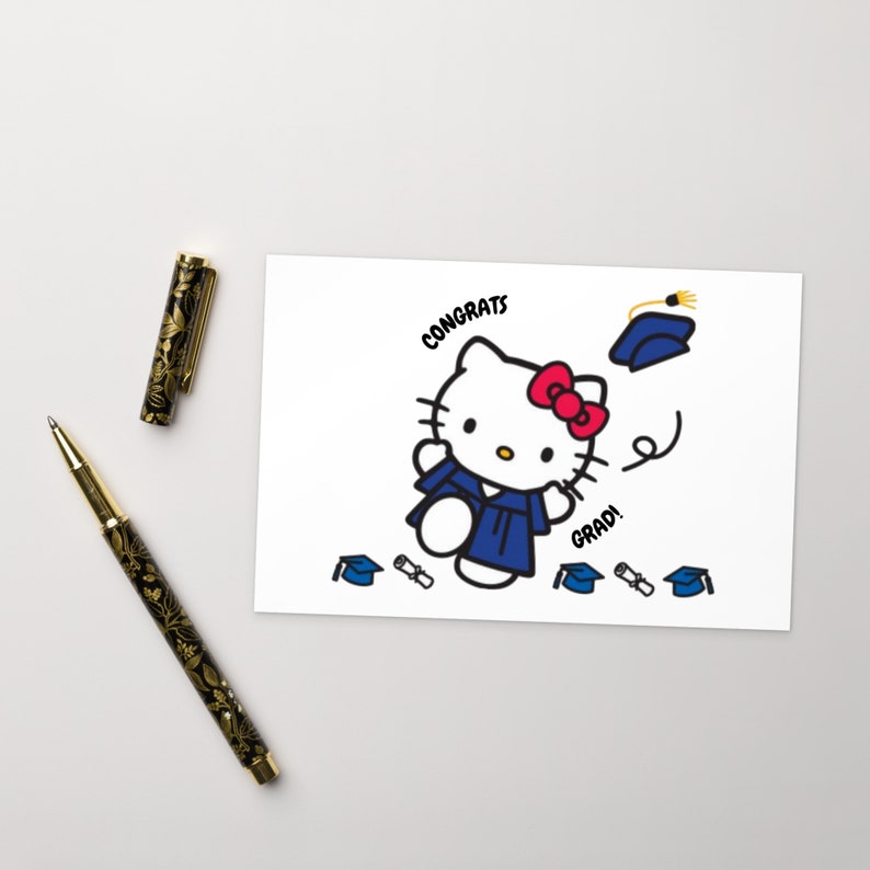 Cute Hello Kitty Congrats Grad Graduation Standard Postcard - Etsy