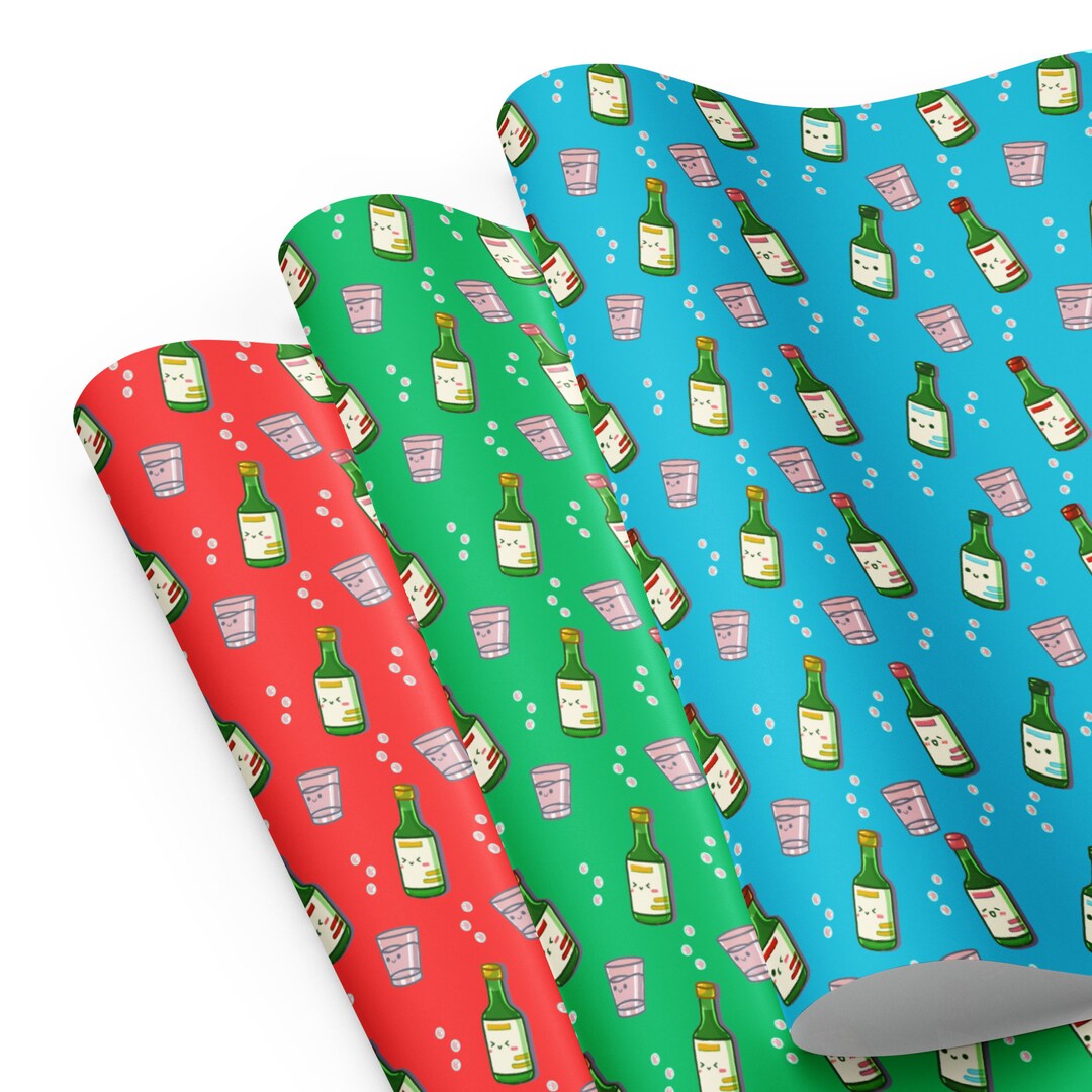 Cute Korean Soju Drink and Shot Glasses Wrapping Paper Sheets - Etsy