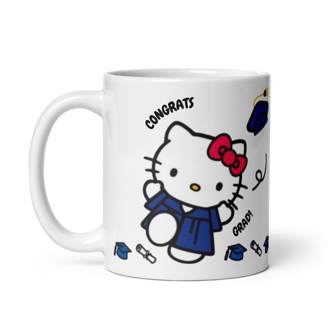 Cute Hello Kitty Congrats Grad Graduation Gift White Glossy Mug - Etsy