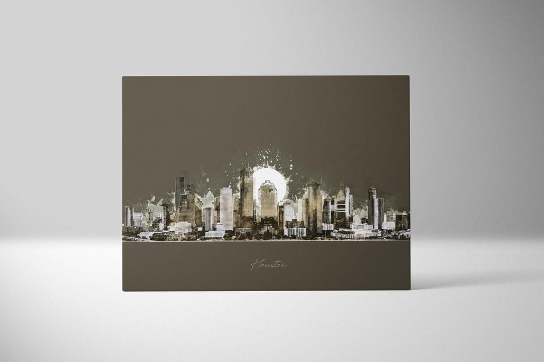 Houston Skyline Print, Houston Skyline Art, Colorful Building Prints ...