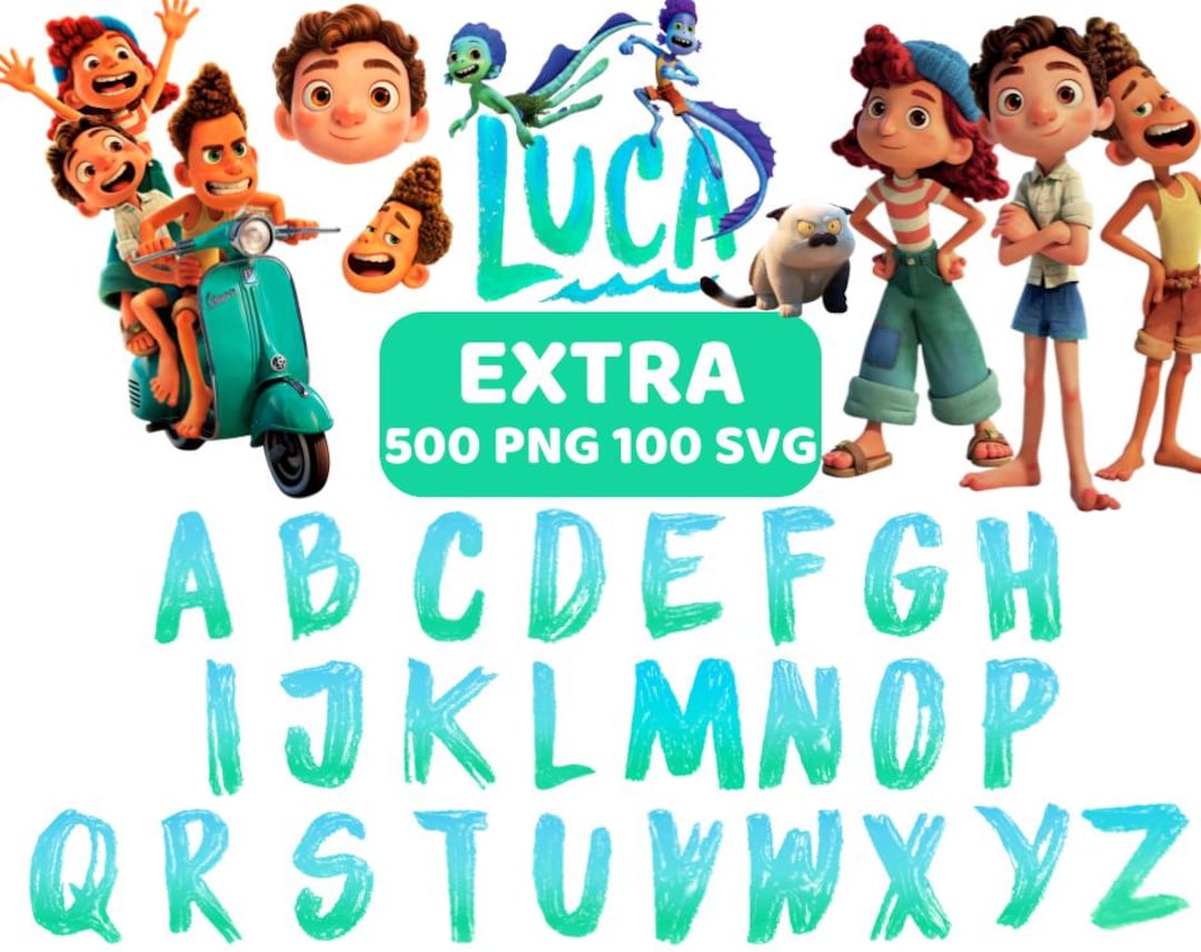 Luca Font Png Bundle, Luca Alphabet Letters Clipart, Sublimation File ...