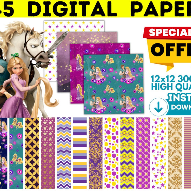 Tangled Digital Paper - Etsy