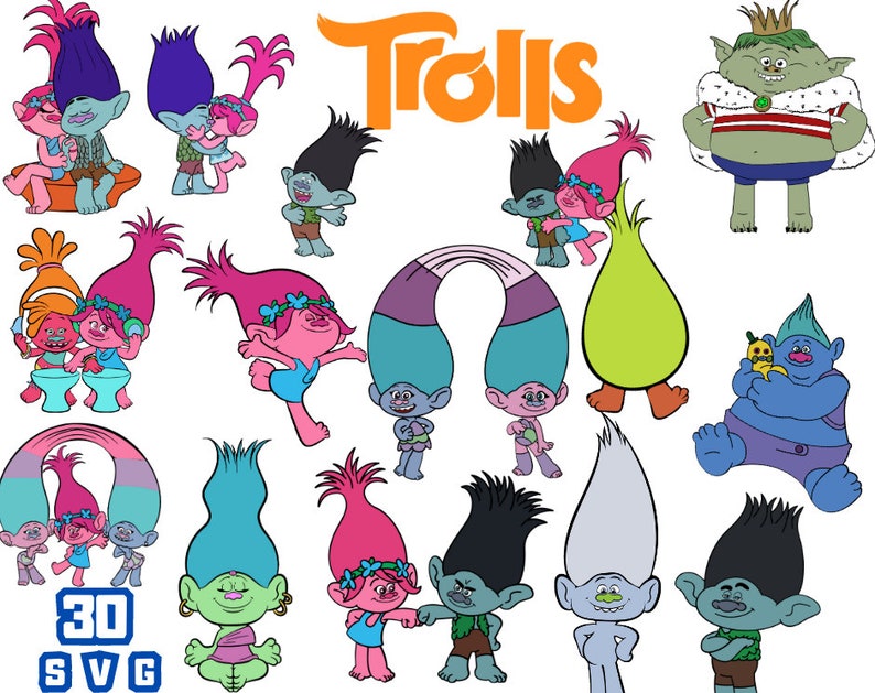 Trolls Clipart Png Trolls Svg Bundle Trolls Stickers Png - Etsy