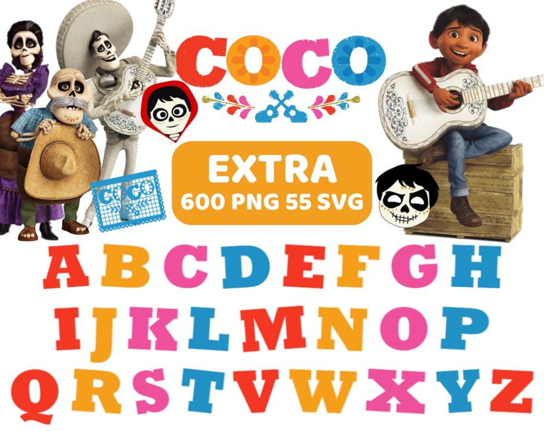 Coco Font Png Bundle, Coco Alphabet Letters Clipart, Sublimation File ...