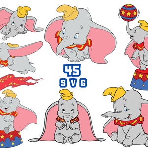 Dumbo Clipart Png, Dumbo Svg Bundle, Dumbo Characters Transparent ...