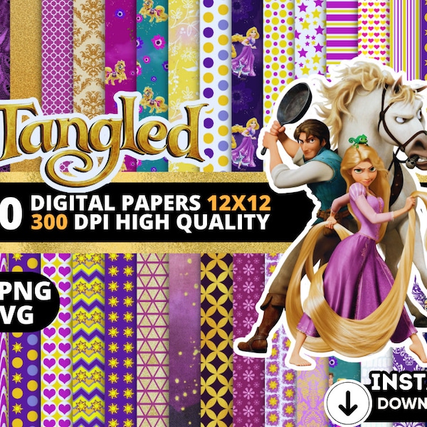 Tangled Digital Paper - Etsy