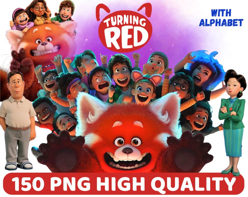 Turning Red Clipart PNG, Alphabet Font, Red Panda Shirt, Turning Red ...