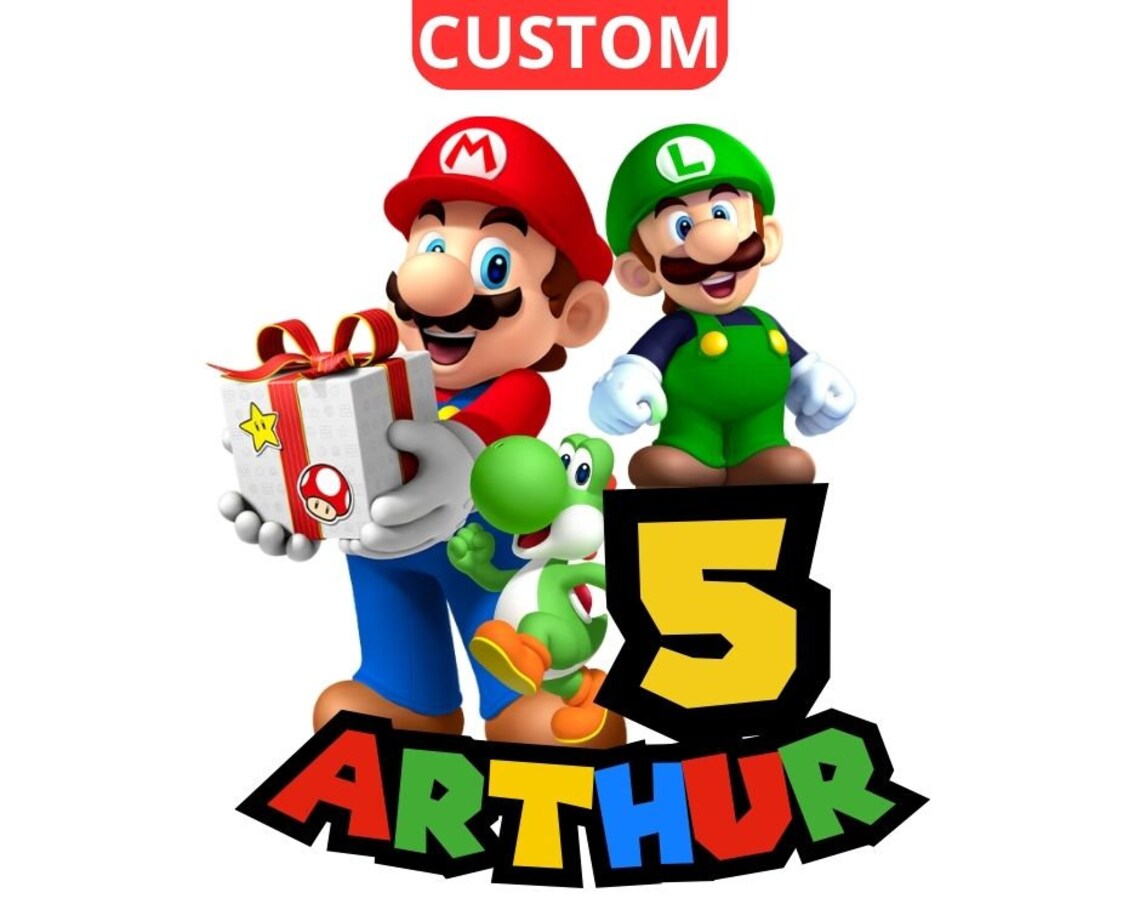 Personalized Super Mario Custom PNG Logo, Super Mario Birthday, Mario ...