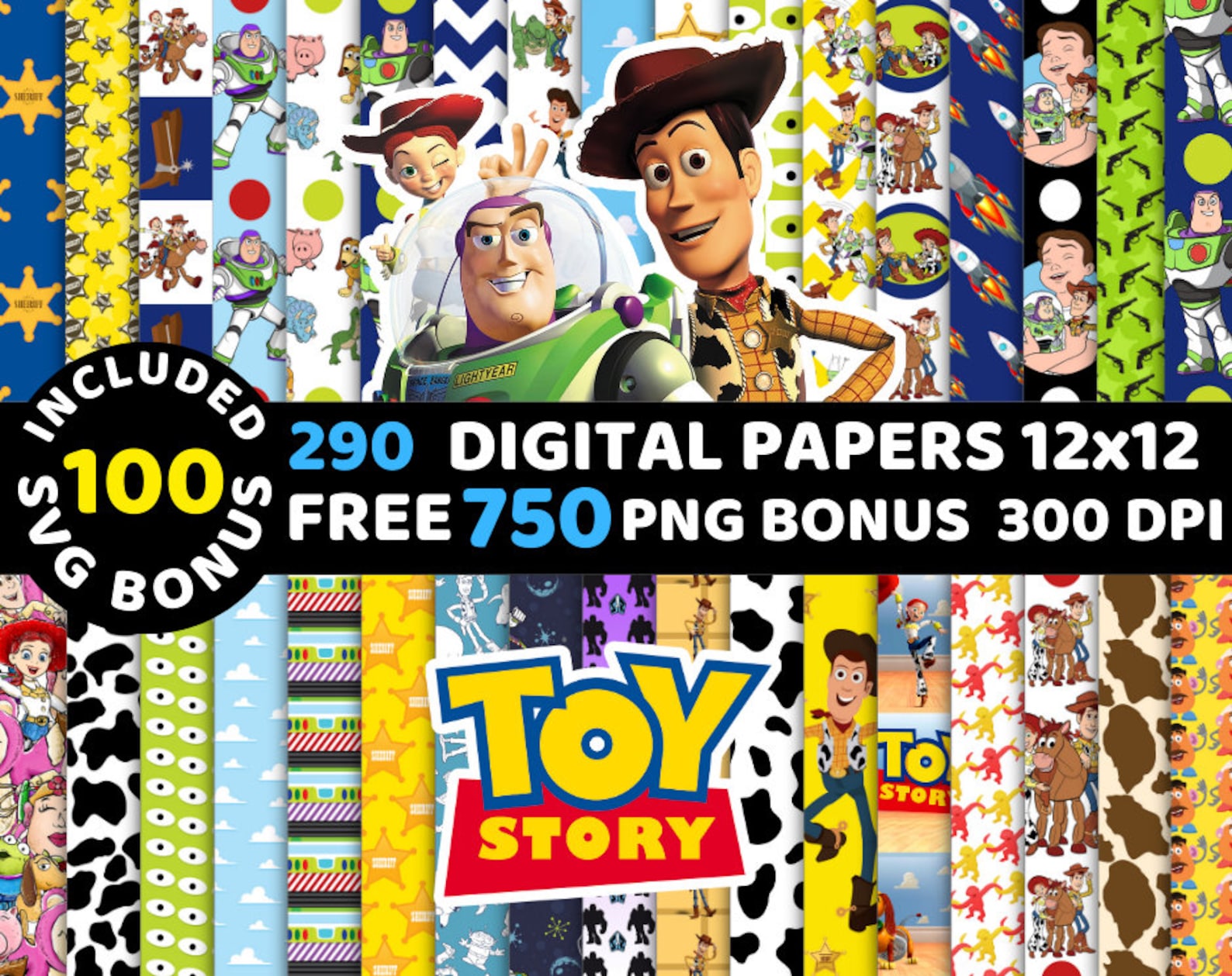 Toy Story Digital Papers Toy Story Wallpers Toy Story - Etsy