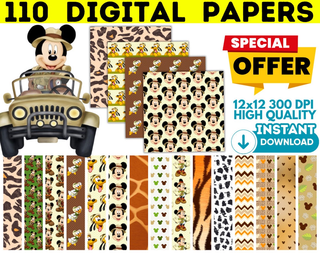 Mickey Safari Digital Ppaers 300 Dpi, Mickey Safari Wallpers, Safari ...