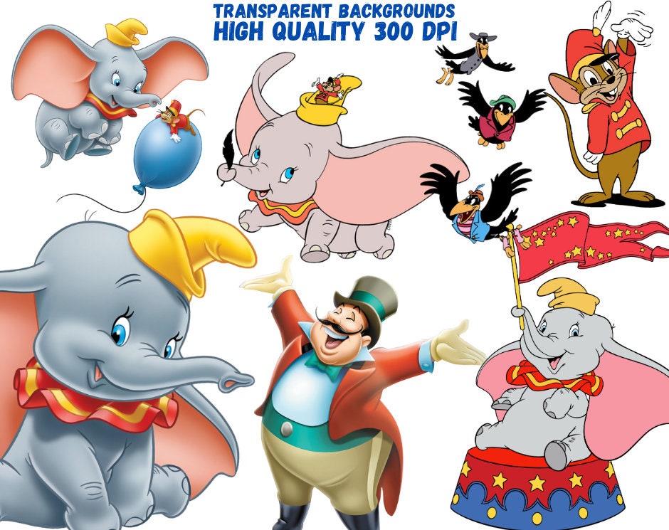 Dumbo Clipart Png, Dumbo Svg Bundle, Dumbo Characters Transparent ...