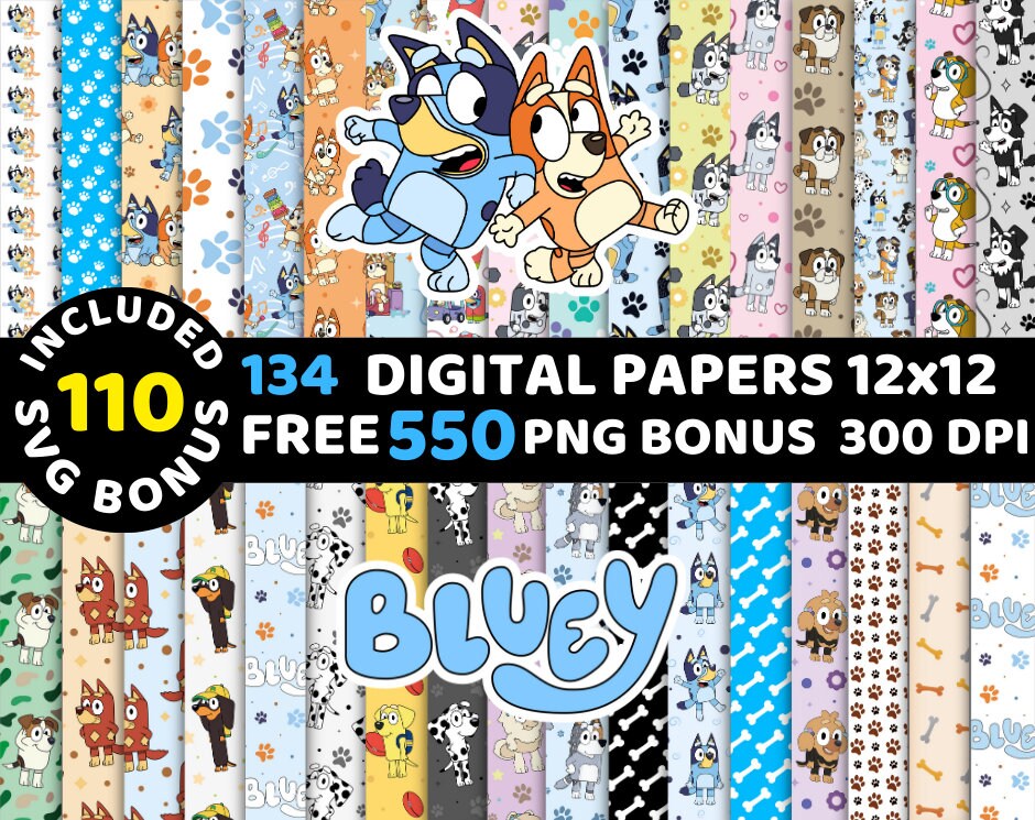 Bluey Digital Papers Bluey Wallpers Bluey Backgrounds Bluey - Etsy España