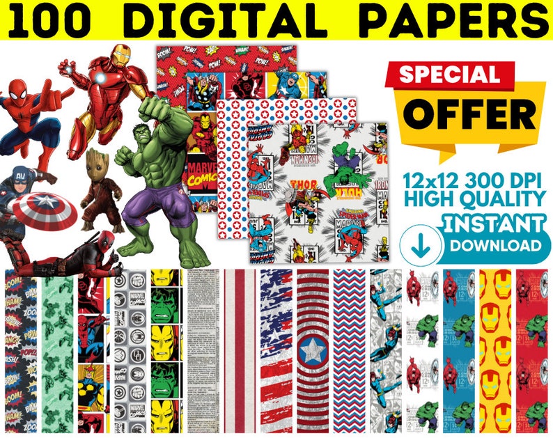 Avengers Digital Papers 300 Dpi, Avengers Wallpers, Avengers ...