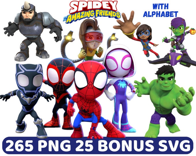 Spidey Clipart Png Spidey Svg Bundle Spidey Characters - Etsy Portugal