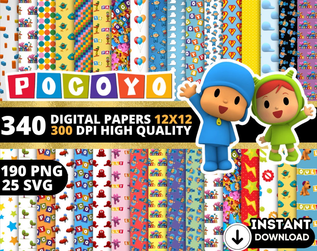 Pocoyo Digital Papers, Pocoyo Wallpers, Pocoyo Backgrounds, Pocoyo Clipart Png Svg Bundle ...