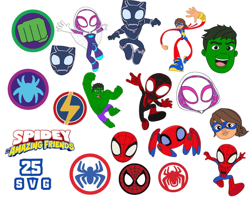 Spidey Clipart Png, Spidey Svg Bundle, Spidey Characters Transparent ...