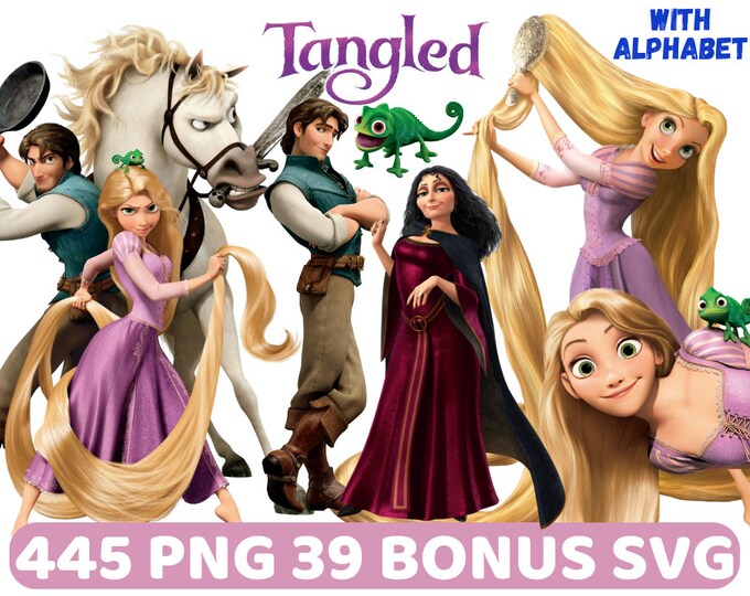 Tangled Clipart Png, Tangled Svg Bundle, Tangled Stickers Logos ...