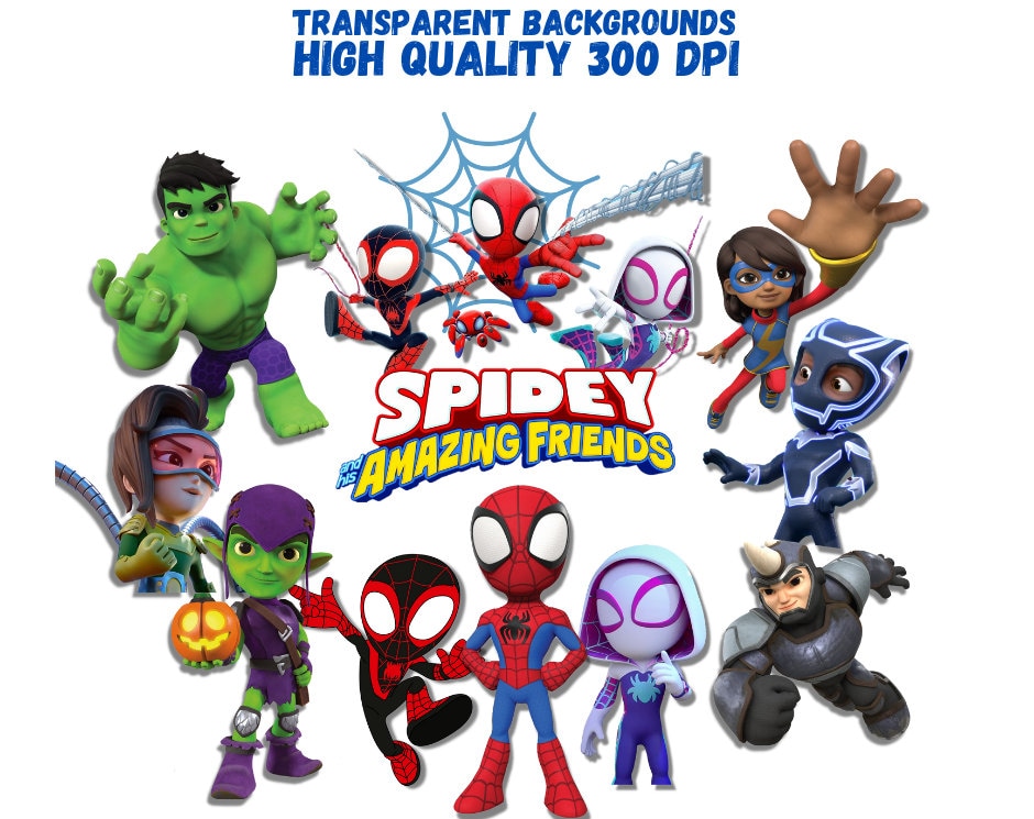 Spidey Clipart Png, Spidey Svg Bundle, Spidey Characters Transparent ...