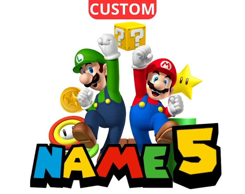 Personalized Super Mario Custom PNG Logo, Super Mario Birthday, Mario ...