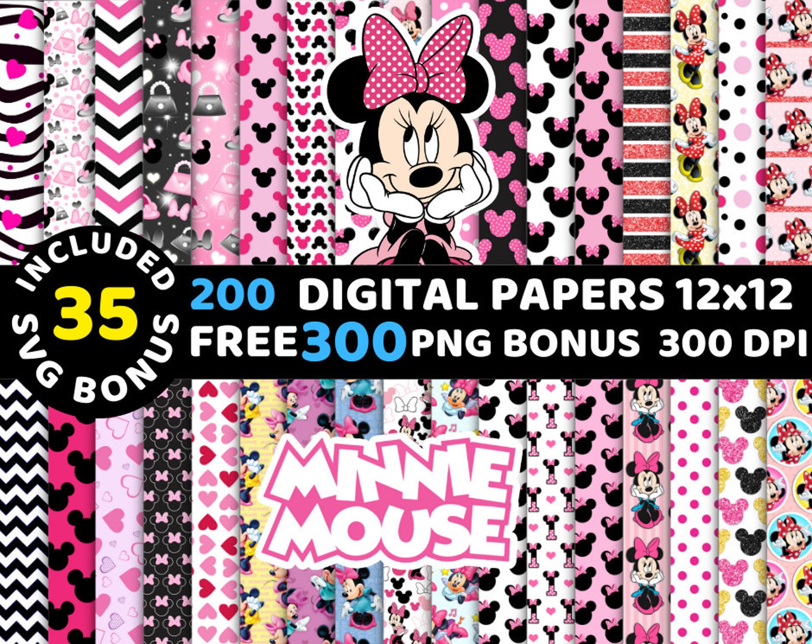Minnie Digital Papers Minnie Wallpers Minnie Backgrounds - Etsy