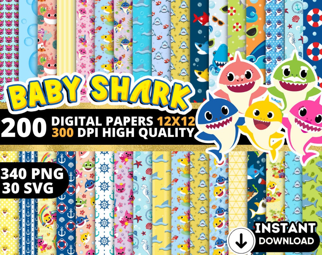 Baby Shark Digital Ppaers, Baby Shark Wallpers, Baby Shark Party ...