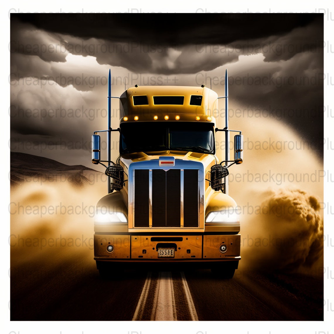 Golden Semi Truck Driving Out of Stormno - Etsy
