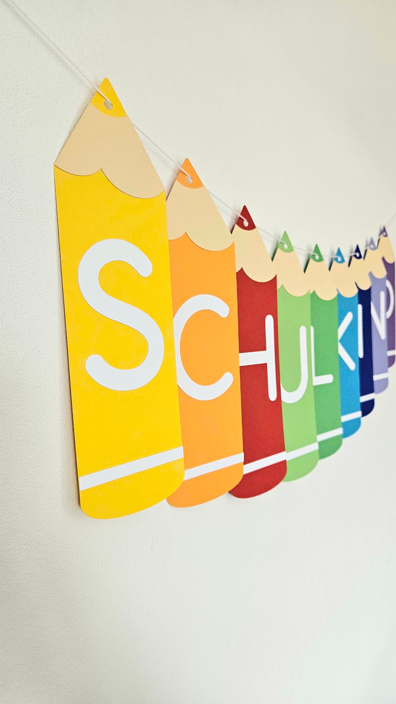 Bastelset Bunte Wimpelkette Einschulung Girlande Schulkind Wimpelkette Einschulung Wimpelkette ...