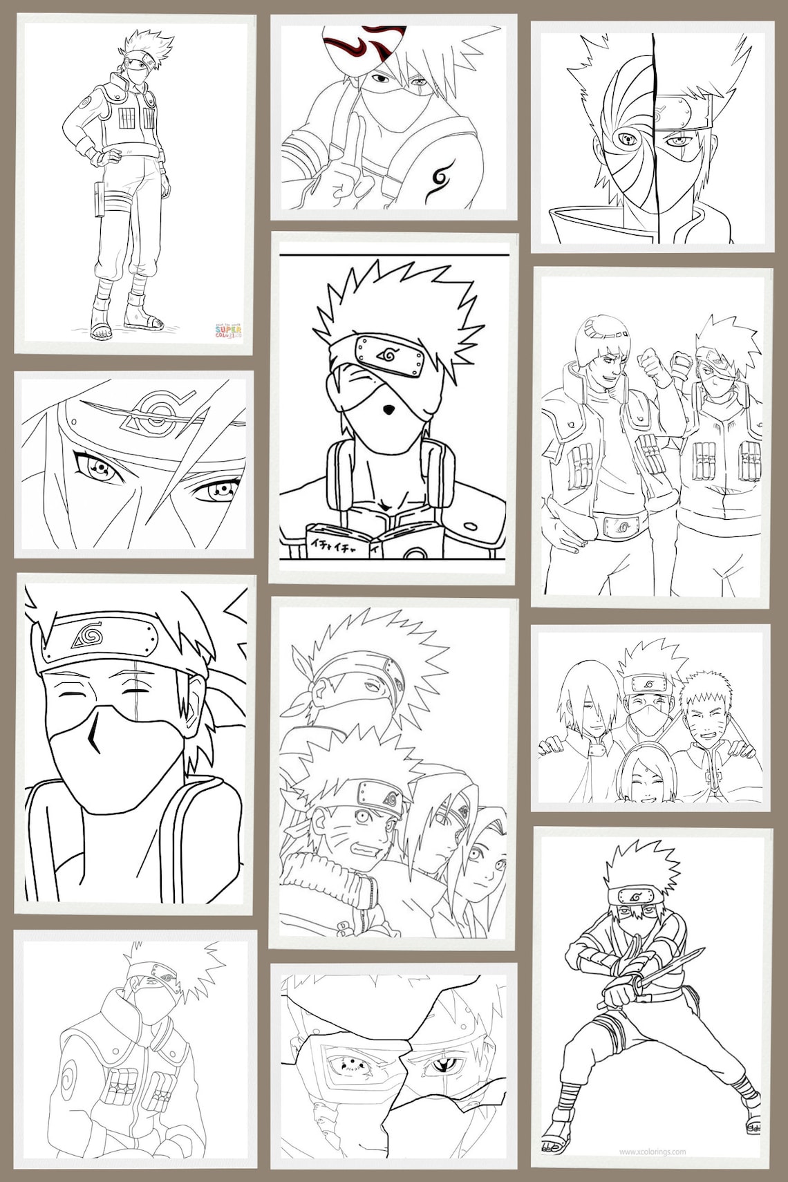 Kakashi Coloring Pages Printable Sketch Outline Lineart to Color Anime ...