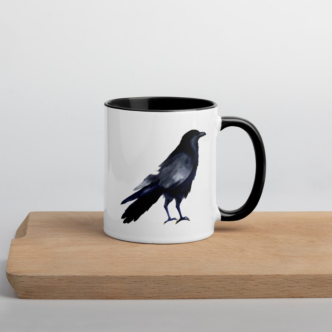 RAVEN MUG, CROW Mug, Modern Ceramic Mug, Aesthetic Pretty Watercolor ...
