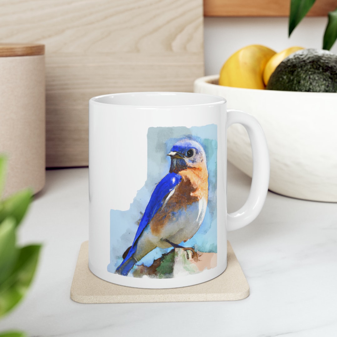 Bird Coffee MUG, WESTERN BLUEBIRD, Bird Mug, Pretty Watercolor Bird ...
