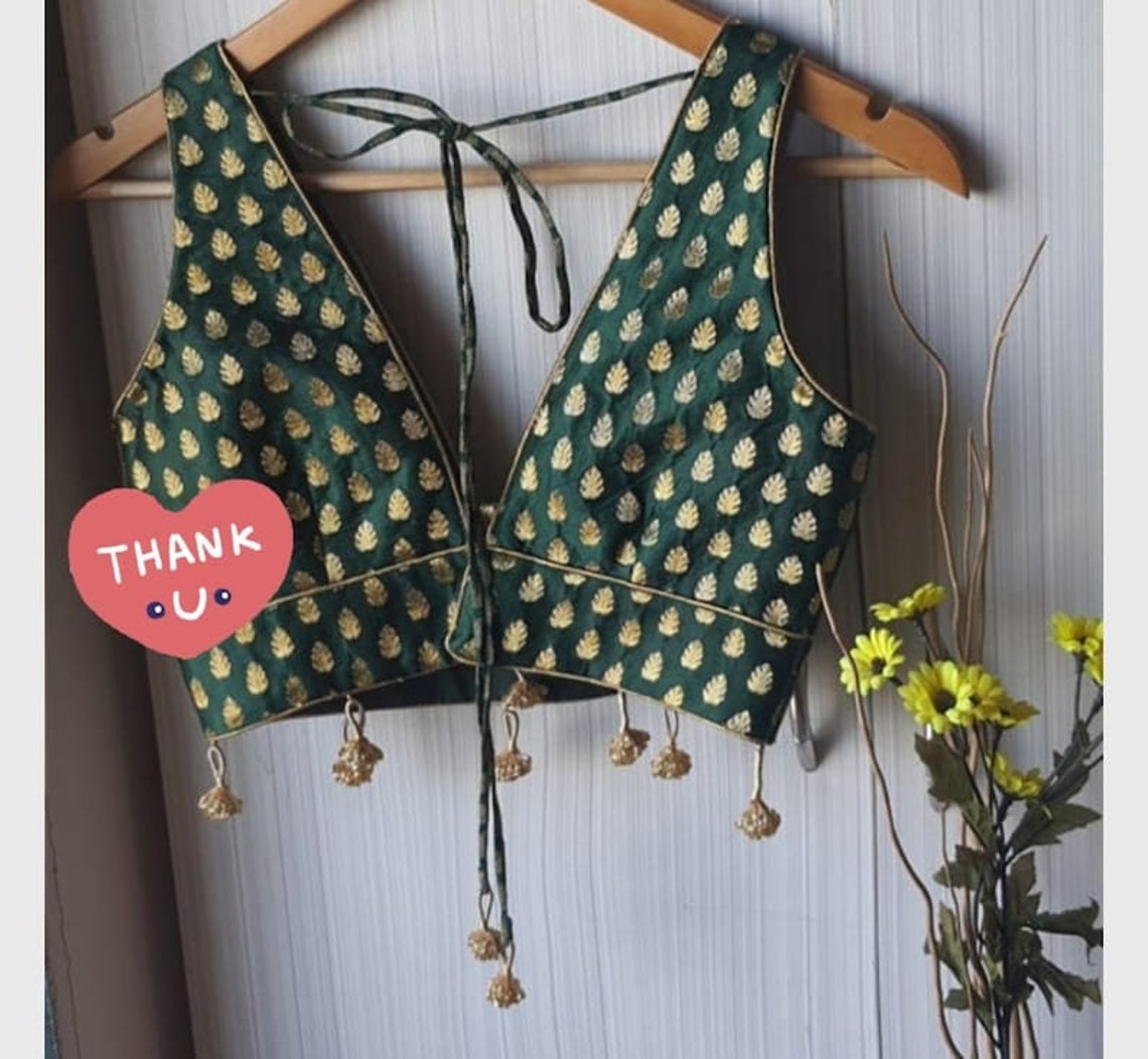 V Shape Blouse in Silk Gold White Blouse With Thin Fancy - Etsy