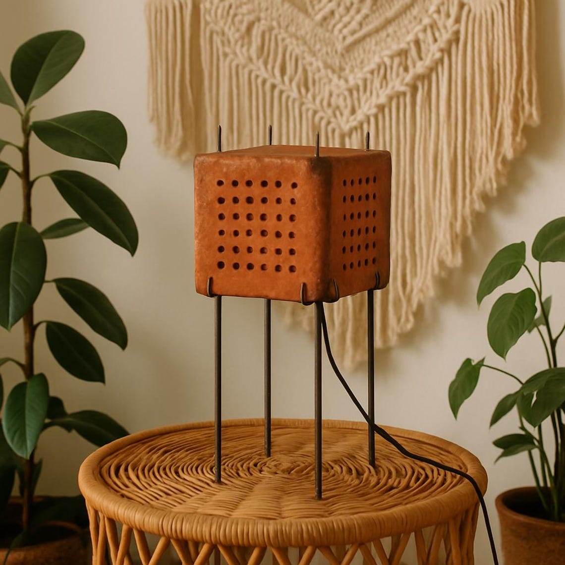 Handmade Terracotta Table Lamp, Minimal Mediterranean Home Decor - Etsy