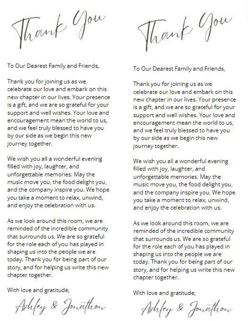 Wedding Dinner Plate Thank You - Etsy