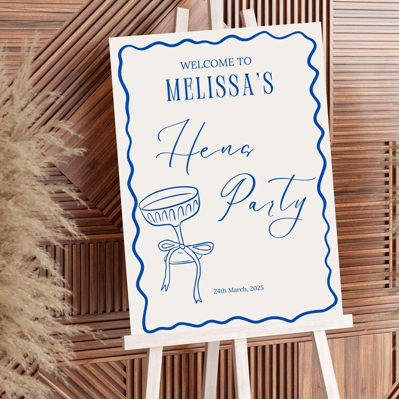 Blue Hens Party Welcome Sign, Editable Template (digital Download) - Etsy