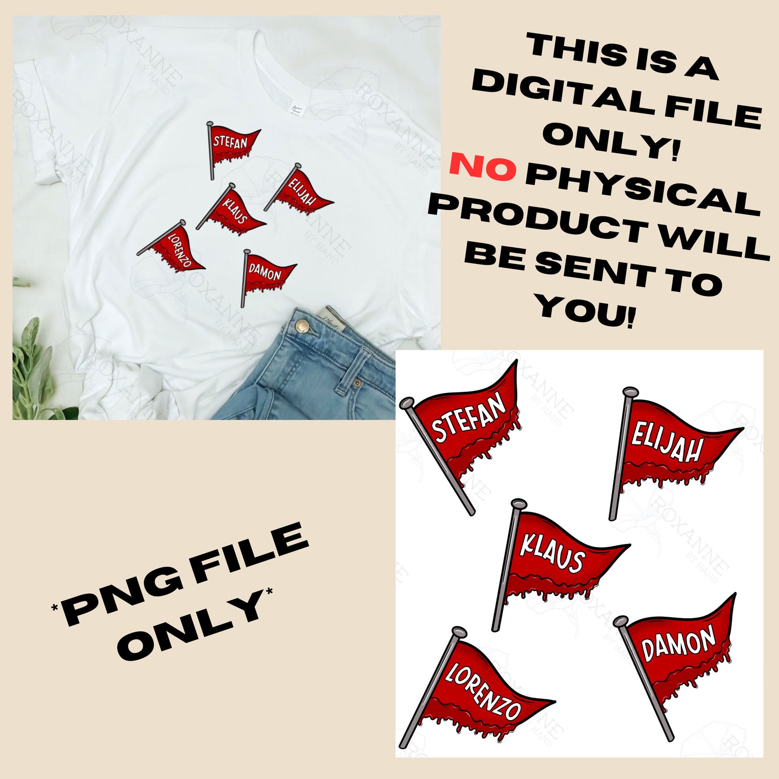 Vampire Diaries Red Flag Tshirt PNG | Digital Download | Sublimation ...