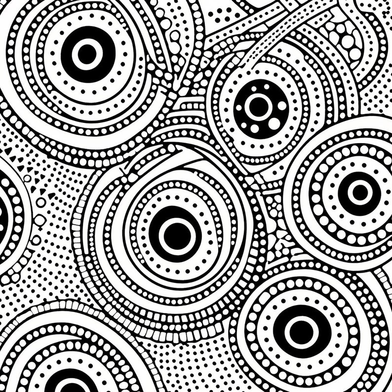 Aboriginal Art Colouring Pages 10 Black and White Pages to - Etsy Australia