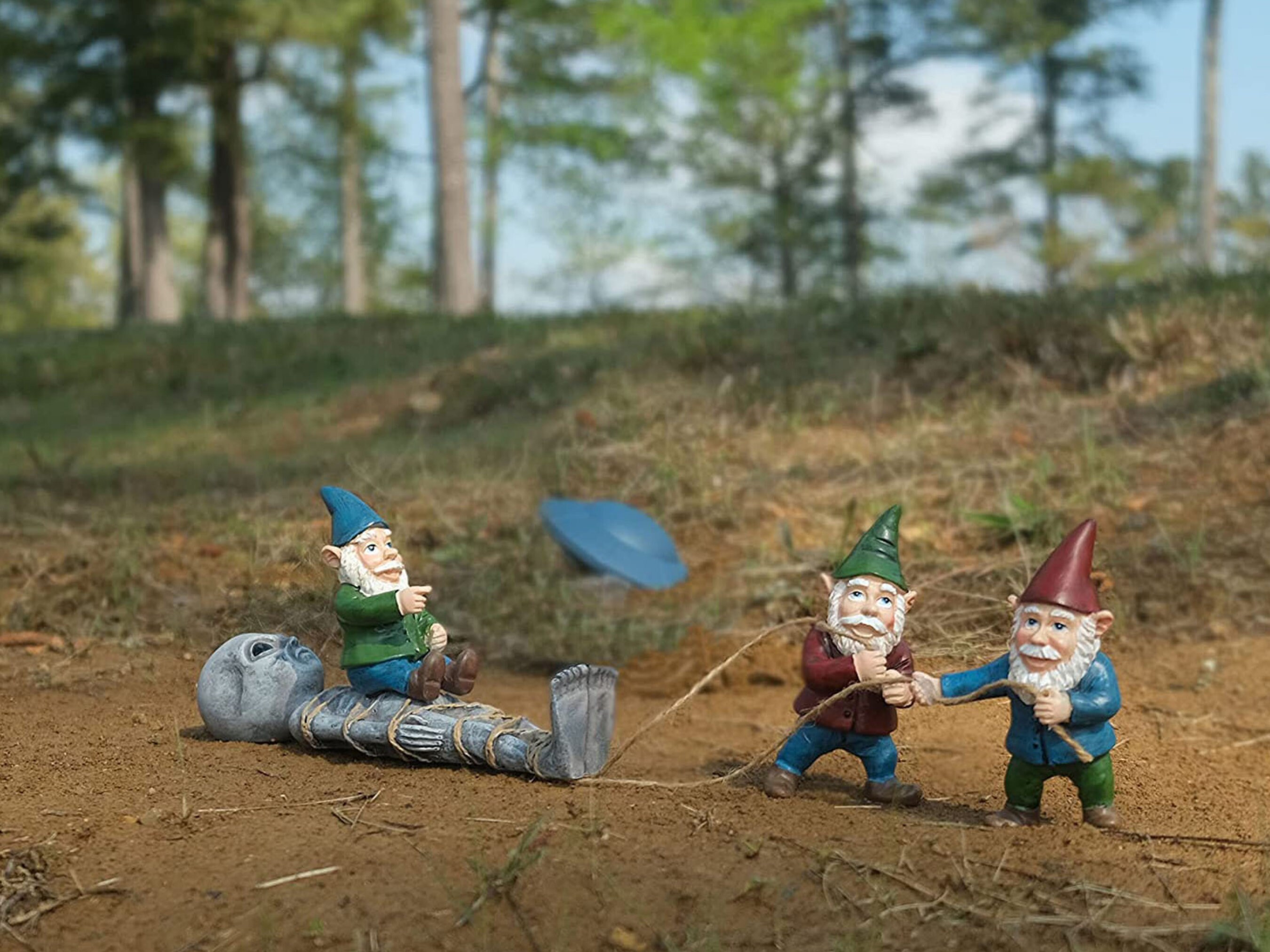 Alien Gnomes Dwarf Set Funny Gnomes Decor Set With UFO Theme Garden ...