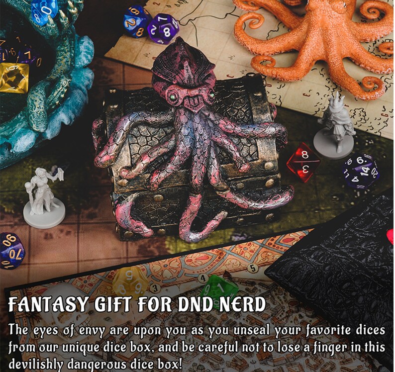 DND Mimic & Octopus Chest Box Medieval Resin Cthulhu Dice - Etsy