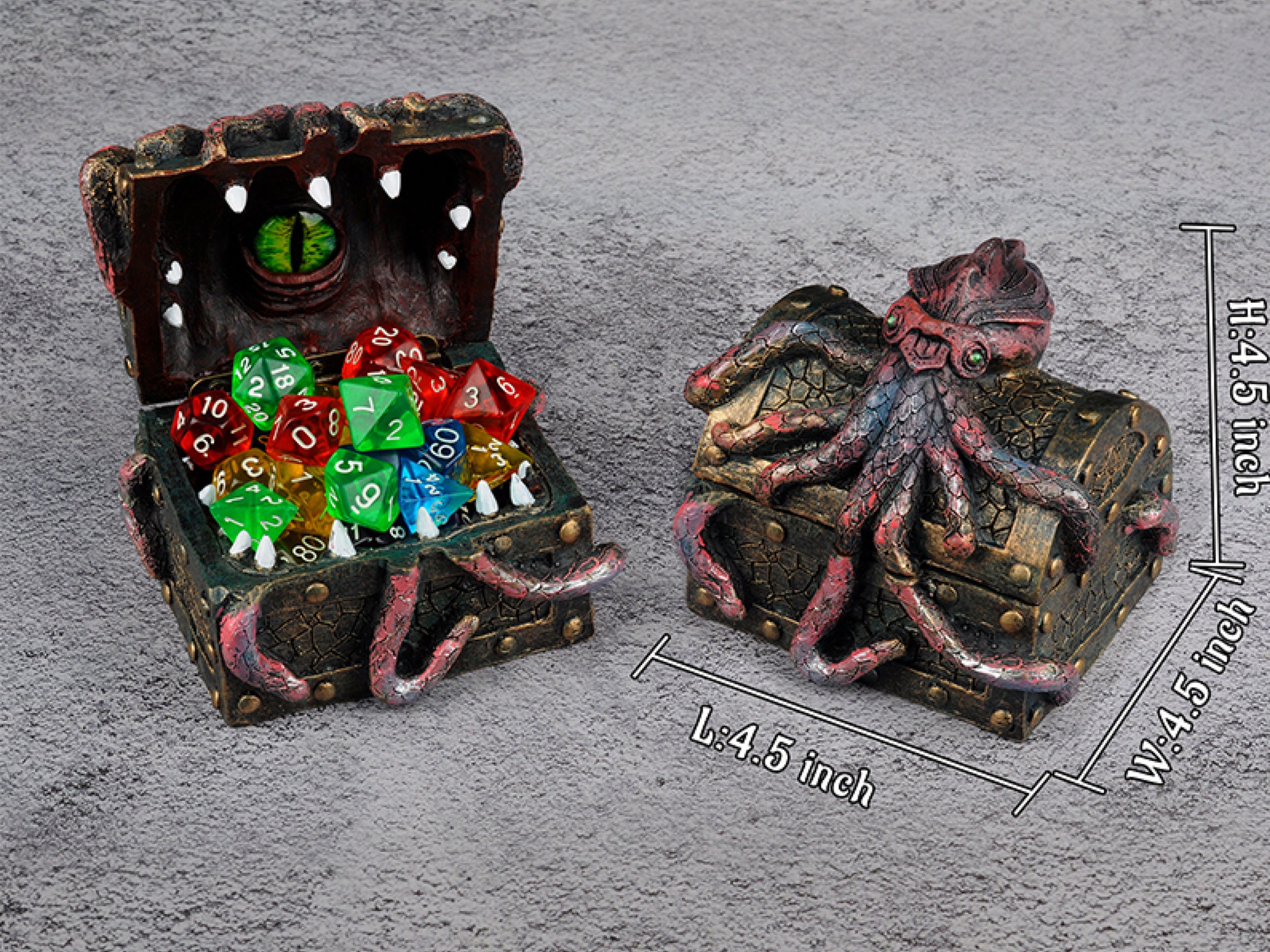 DND Mimic & Octopus Chest Box Medieval Resin Cthulhu Dice - Etsy