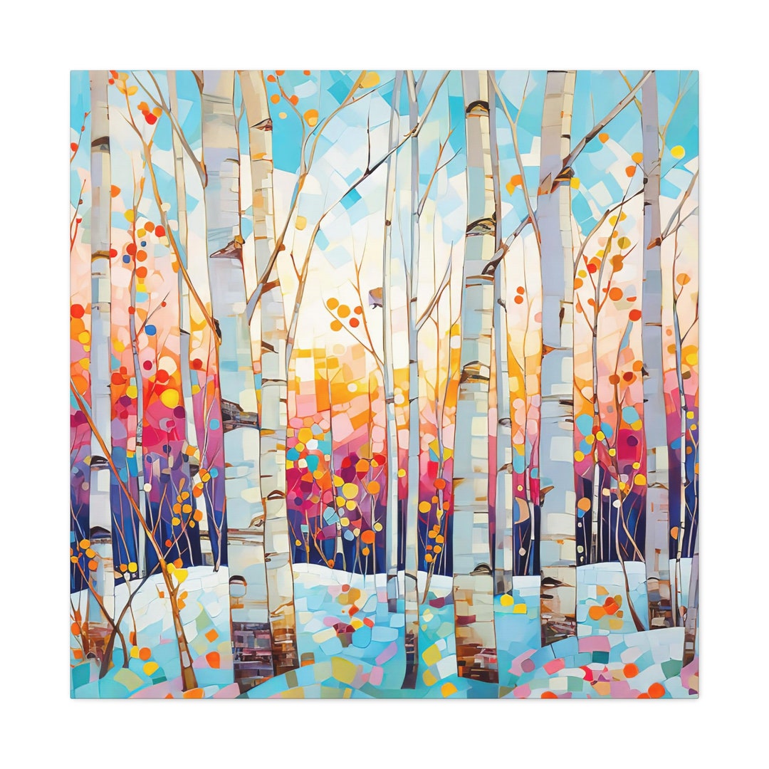 Colorful Birch Tree Forest Wall Art, Canvas Gallery Wraps, Perfect ...